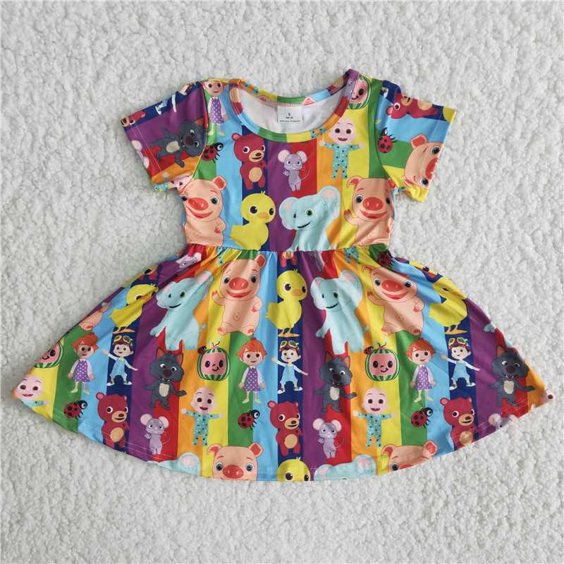 B17-14 cocomelon cartoon short-sleeved dress – sunshine kids clothes