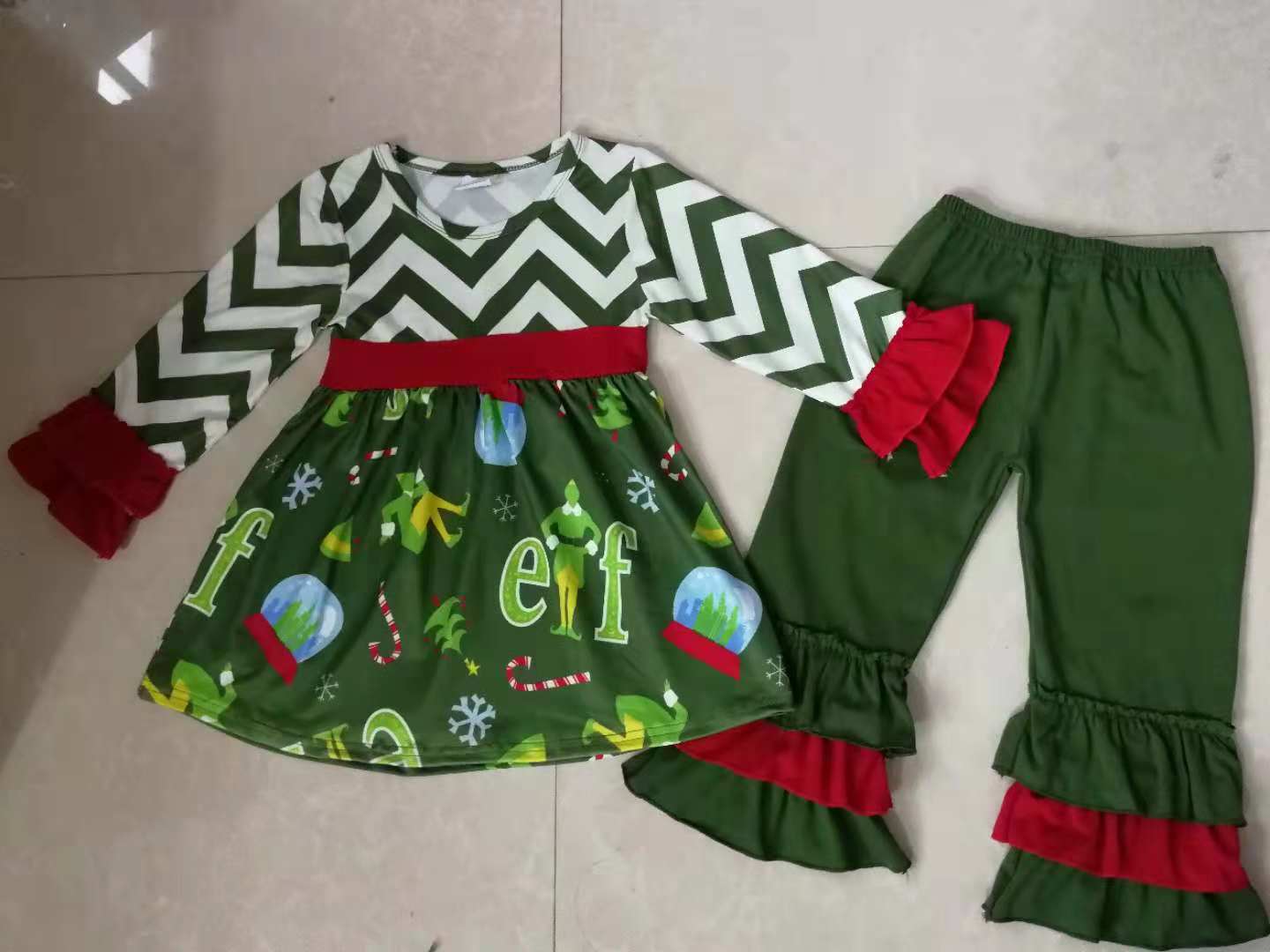 custom moq 5 christmas outifts red elf tunic outfits – sunshine kids ...