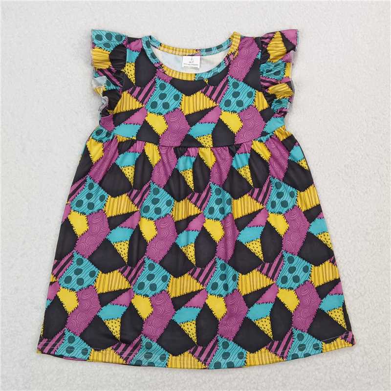 RTS SALES NO MOQ G6-12-2\\ Colorful square flying sleeves dress ...