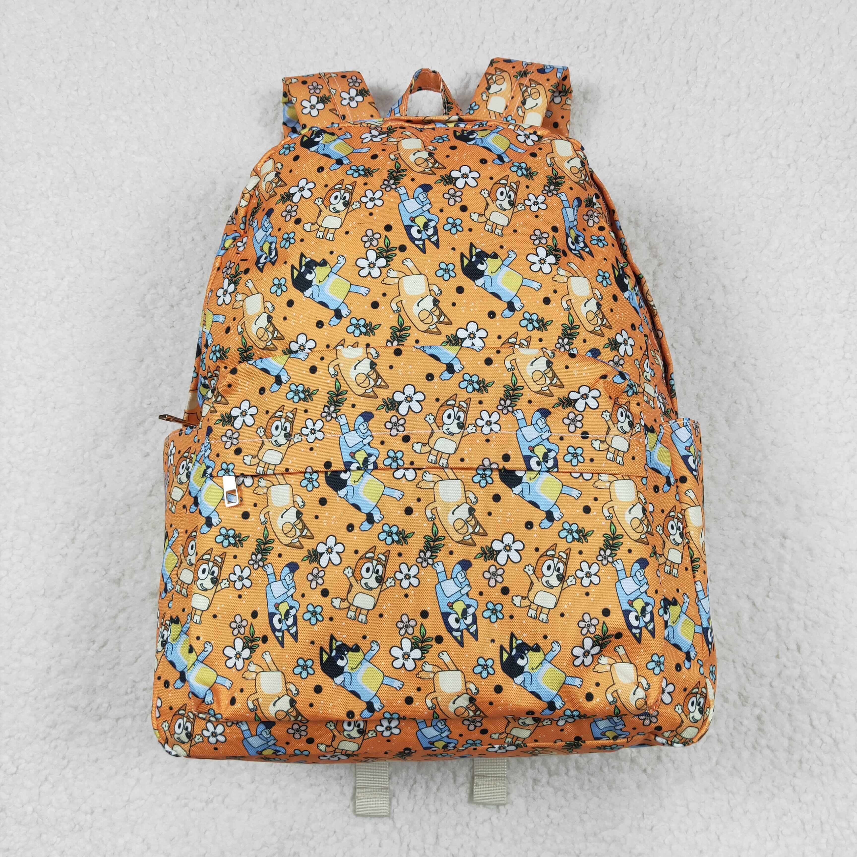 rts no moq BA0213 bluey flower orange backpack – sunshine kids clothes