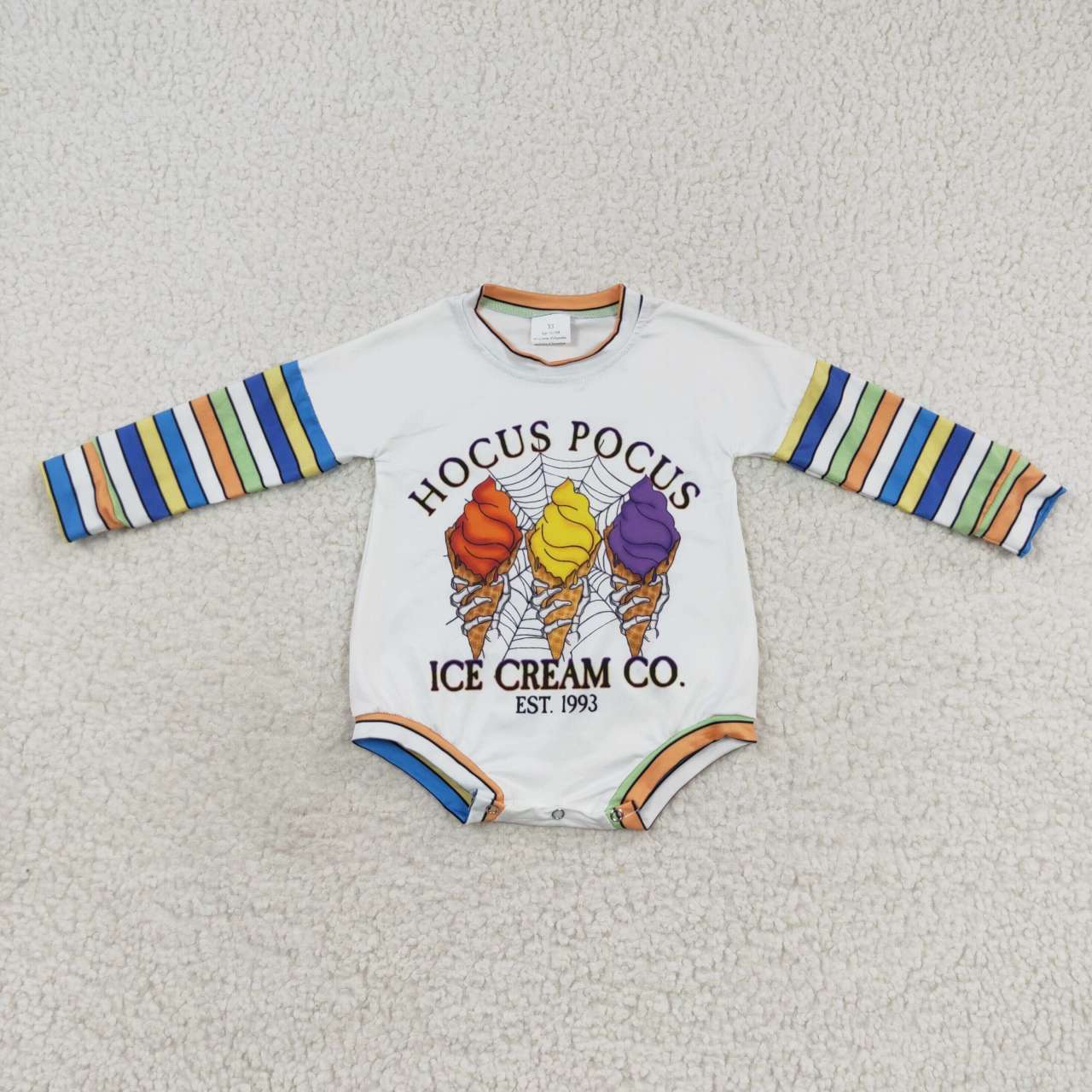 LR0497 hocus pocus spider web ice cream striped white long sleeve jump ...