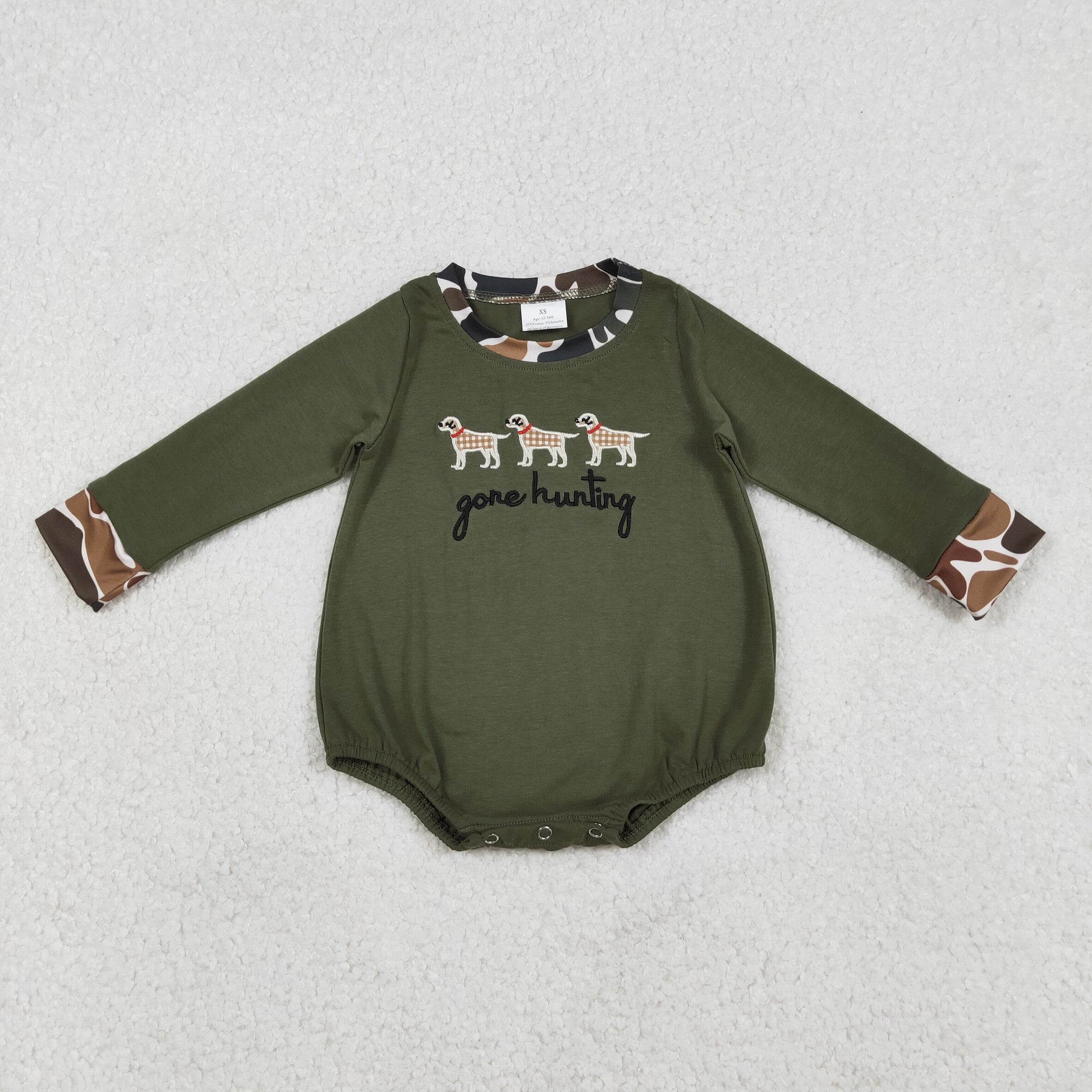 RTS NO MOQ（In Stock) Embroidered Gone Hunting Puppy Camouflage Army Gr ...