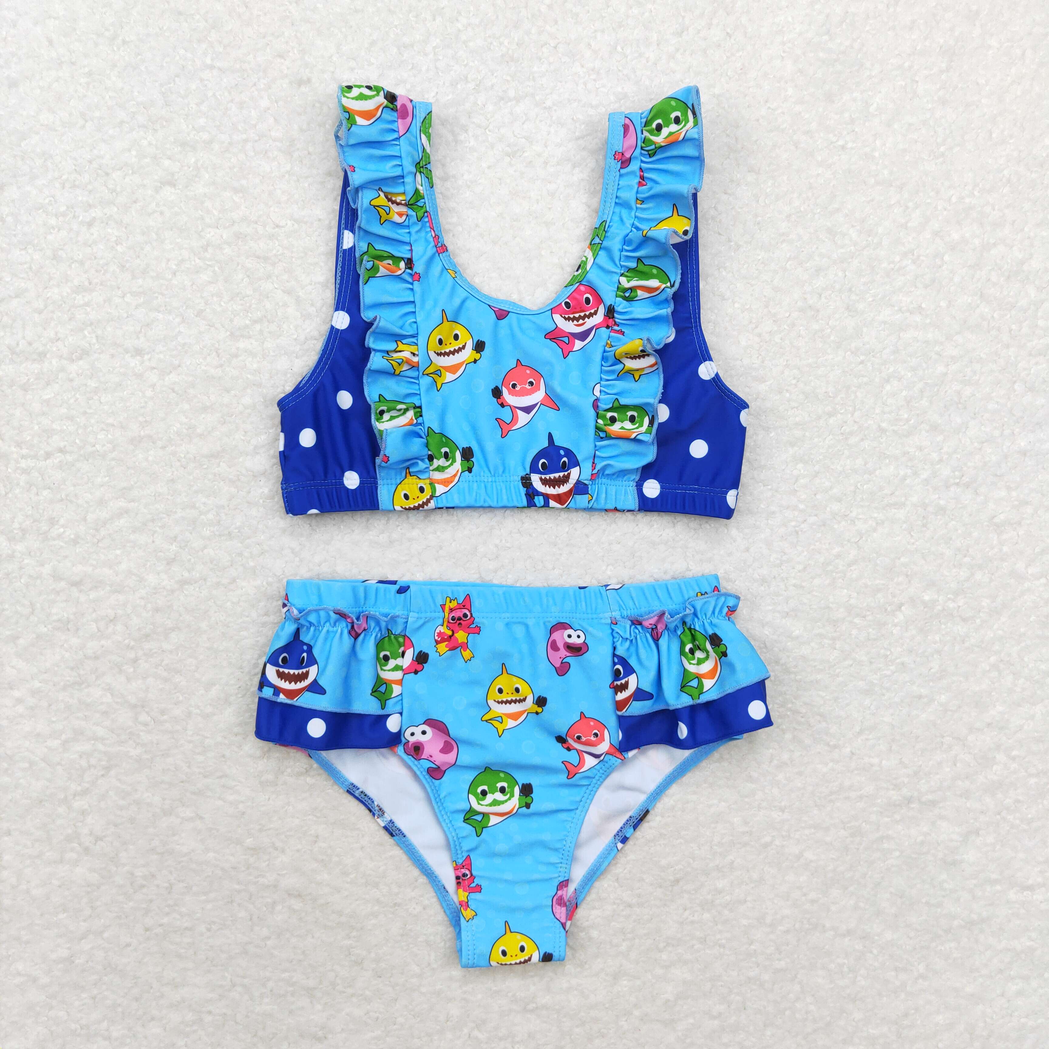 rts no moq S0280 baby shark cartoon shark blue swimsuit suit – sunshine ...