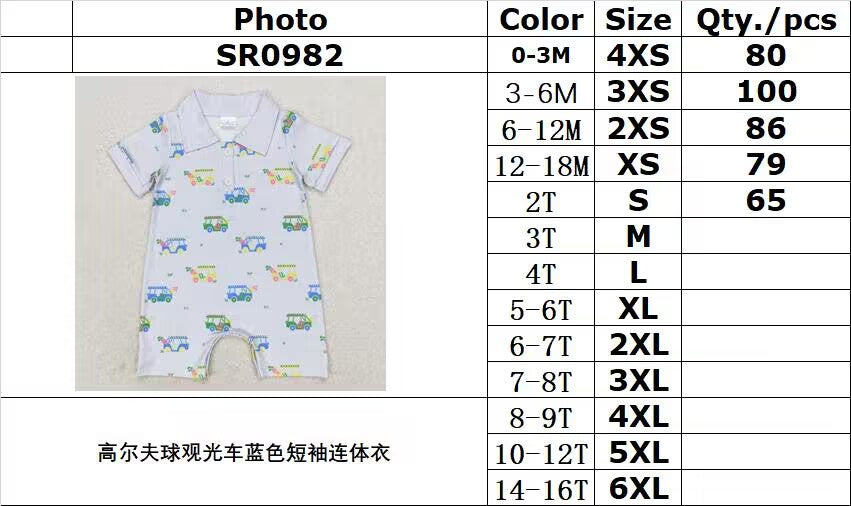 RTS no moq SR0982 Golf cart blue short-sleeved jumpsuit – sunshine kids ...